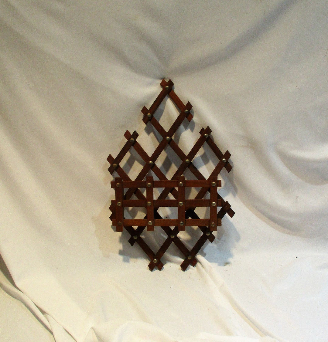 Handmade Tramp Art Wood Wall Pocket: Lattice Folk Art Organizer - Etsy
