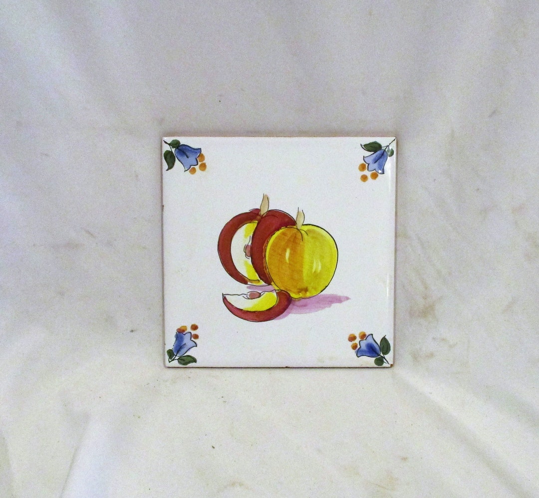 Decorative Tile, Apples, Fruit Still Life, Hand Painted, Spanish ...