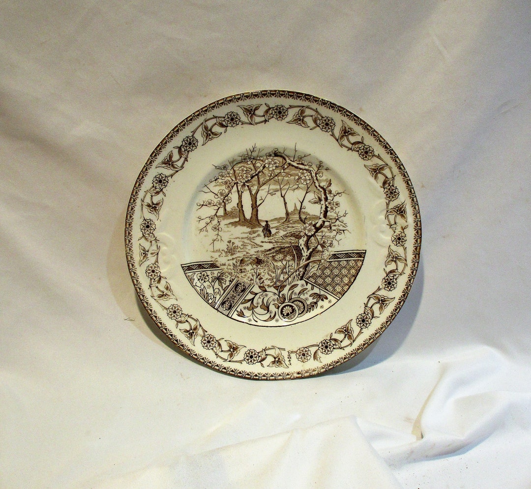 Aesthetic Movement Dinner Plate, Brown and White Nineteenth Century ...