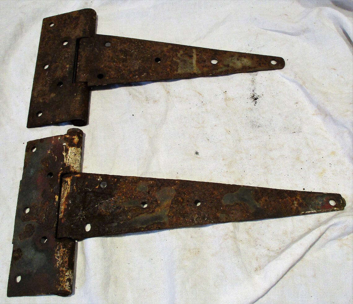 Large Hinges, Heavy Duty Crusty Old Farm Hinges, Circa 1940s ...