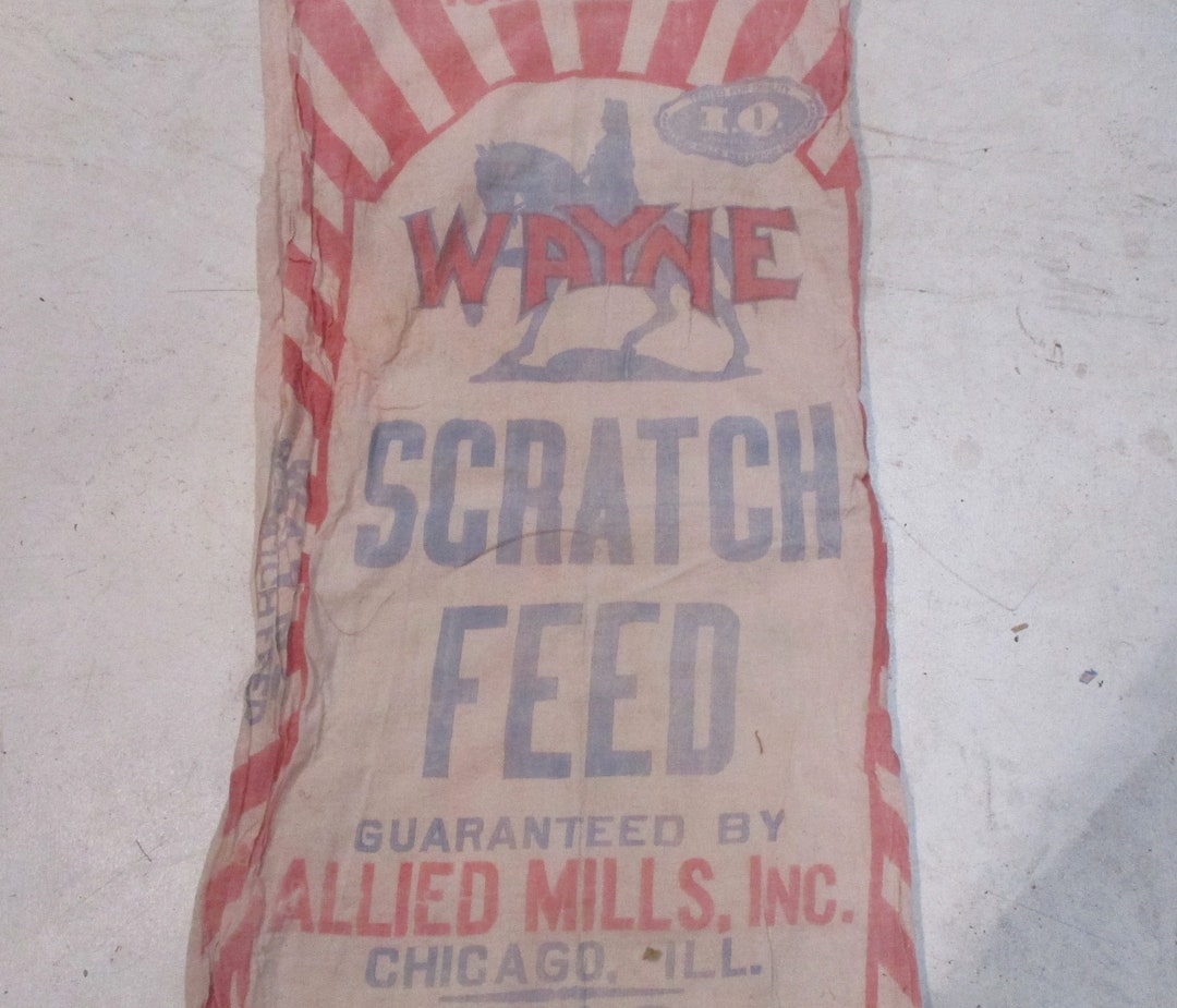 Canvas Sack, Scratch Feed, Chicken or Poultry Feed, Vintage Chicago ...