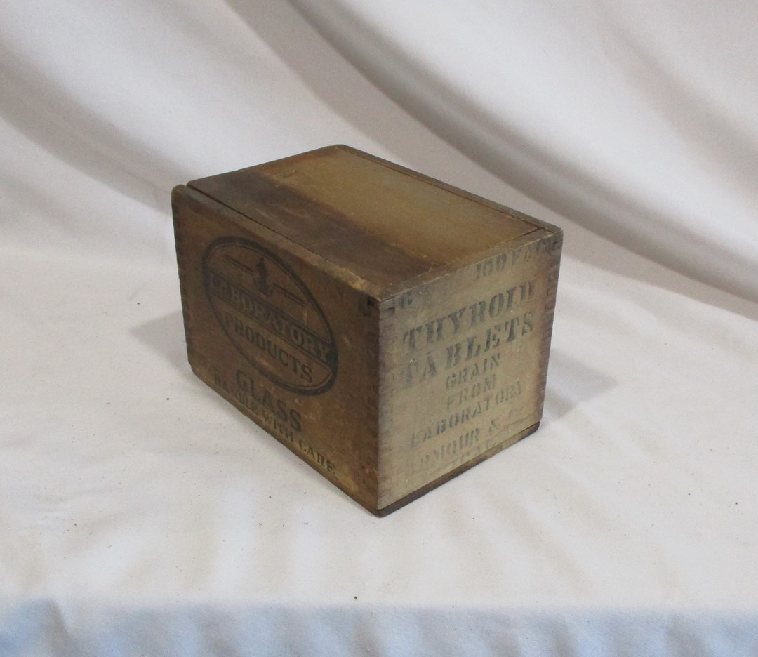 Thyroid Tablets Wood Crate, Vintage Shipping Crate, Laboratory Products ...