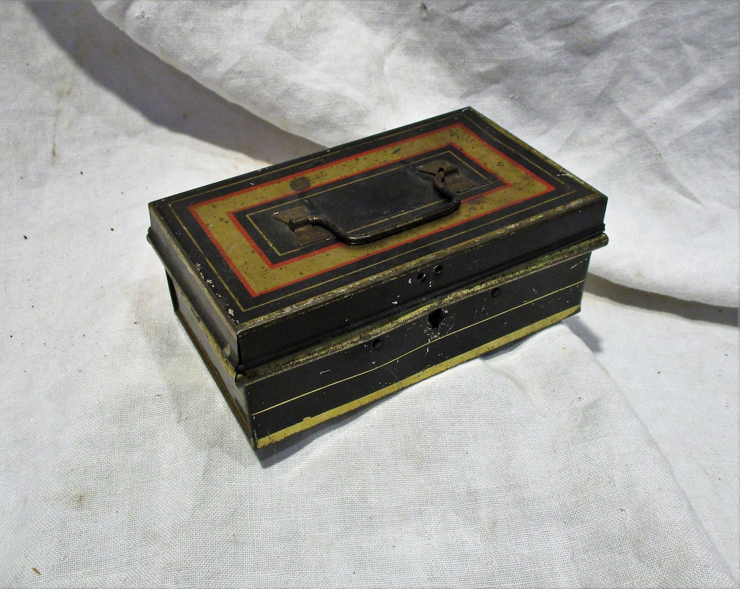 Cash Box, Antique Metal Cash Drawer, Old Bankers Box, Unusual Compact ...