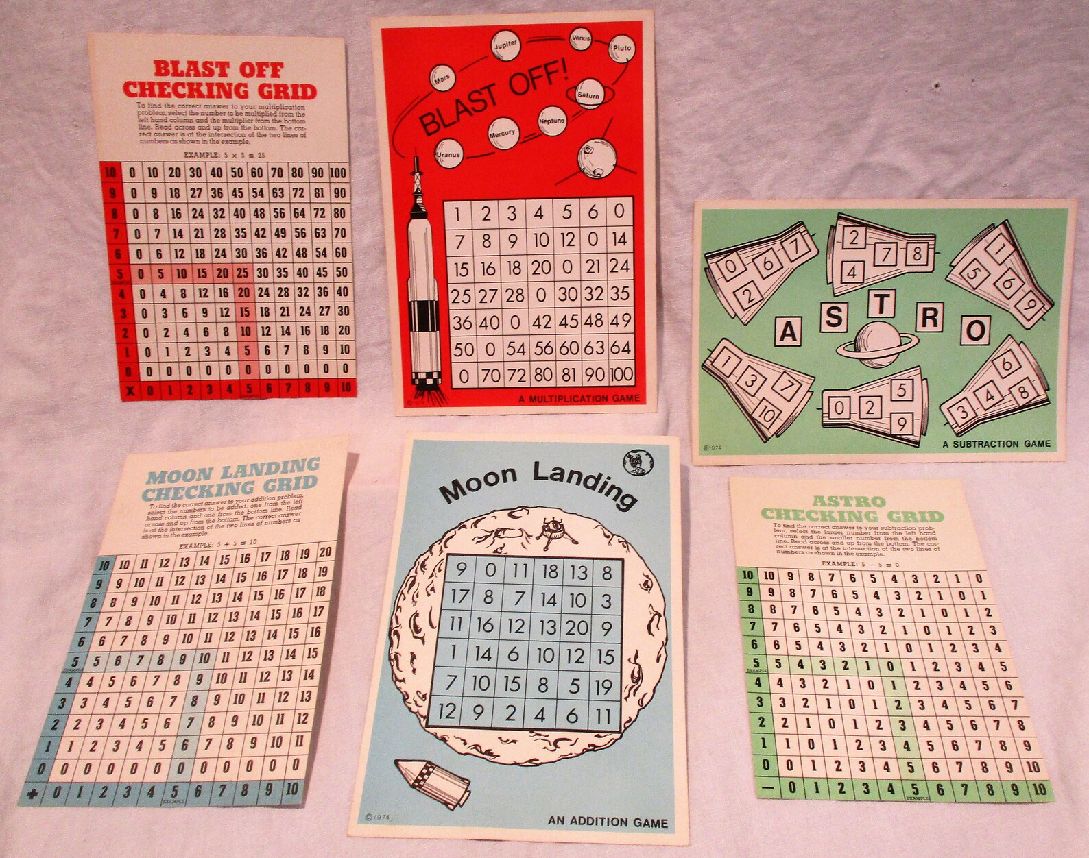 Space Age Math Games Vintage Children's Games Retro | Etsy