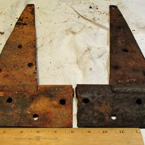 Old Hinges, Large, Heavy Duty Crusty Farm Hinges, Circa 1940s ...