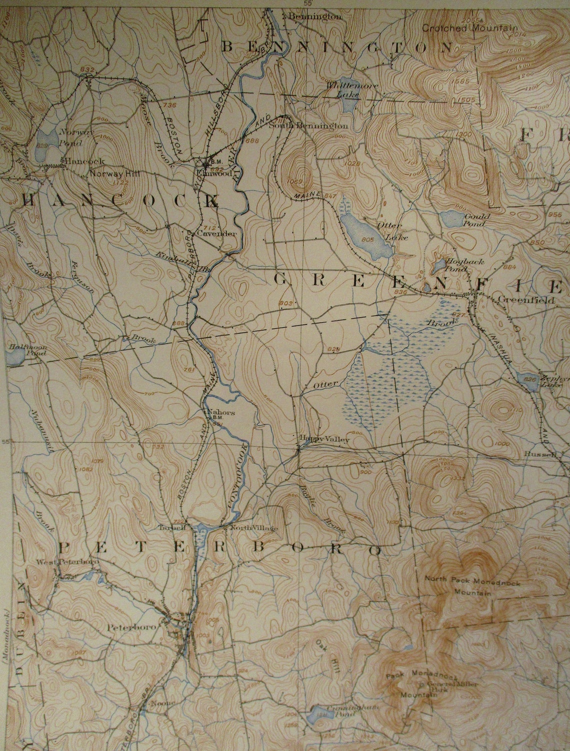 1924 Antique Topographical Map Bennington New Hampshire | Etsy