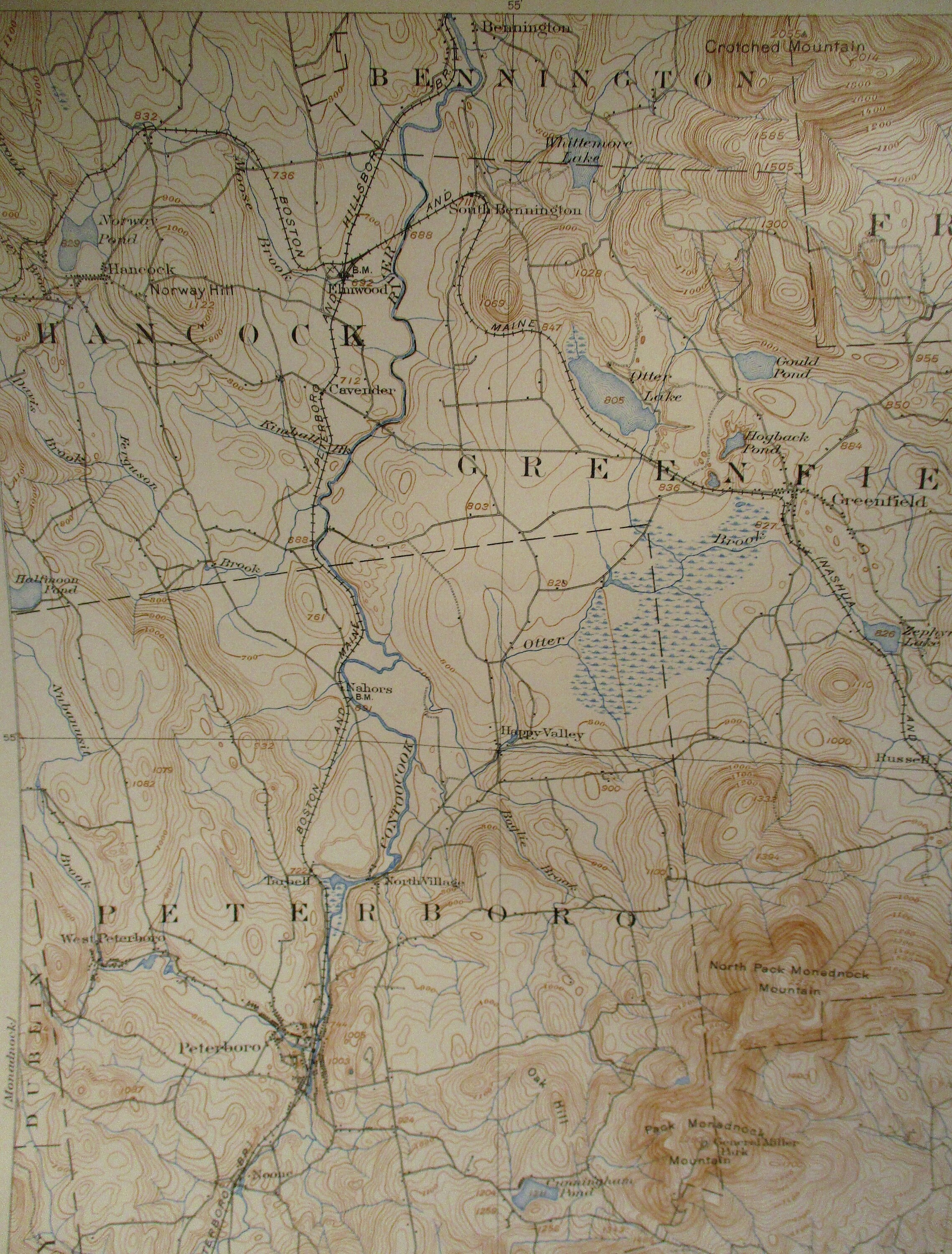 1924 Antique Topographical Map Bennington New Hampshire | Etsy