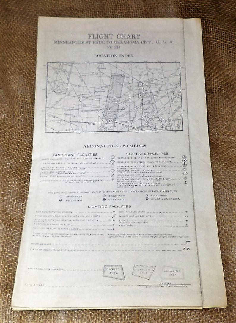 Flight Chart 1948 Vintage Pilot's Map Minneapolis to - Etsy