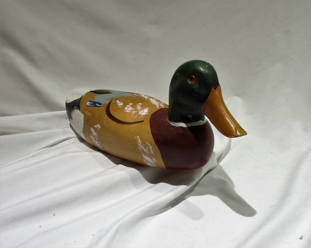 American Folk Art, Hand Painted Wood Duck, Unsigned Mallard, Vintage ...