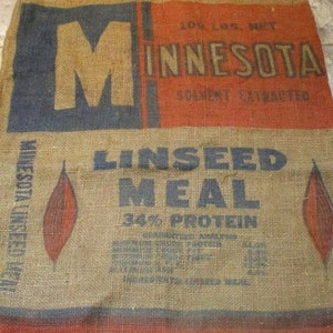 Burlap Sack, Minnesota Linseed Meal Sack, Vintage Minnesota Farm and ...