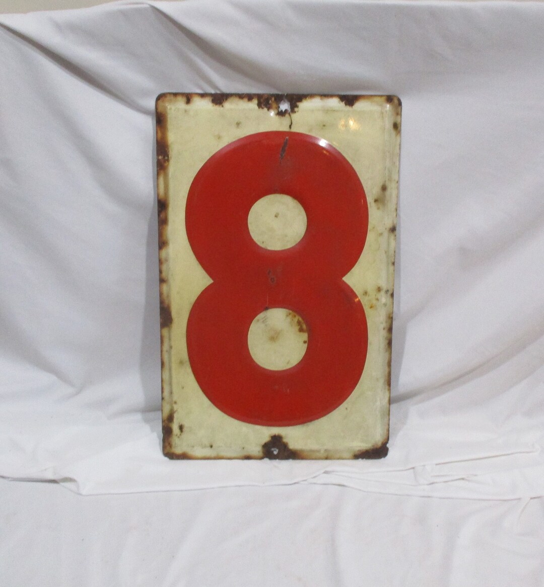 Large 20" Old Gas Station Number Sign, Porcelain on Metal, Service ...