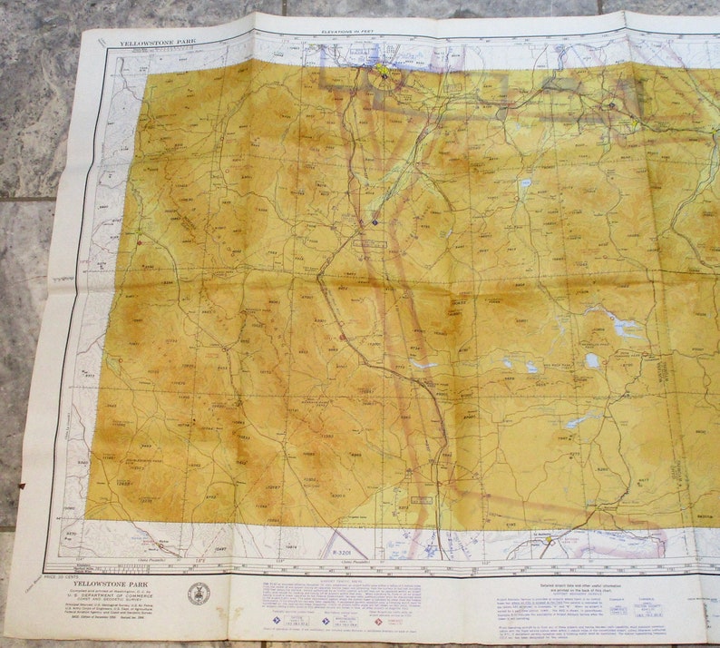 1964 Yellowstone Park Aeronautical Map Vintage Pilot's - Etsy