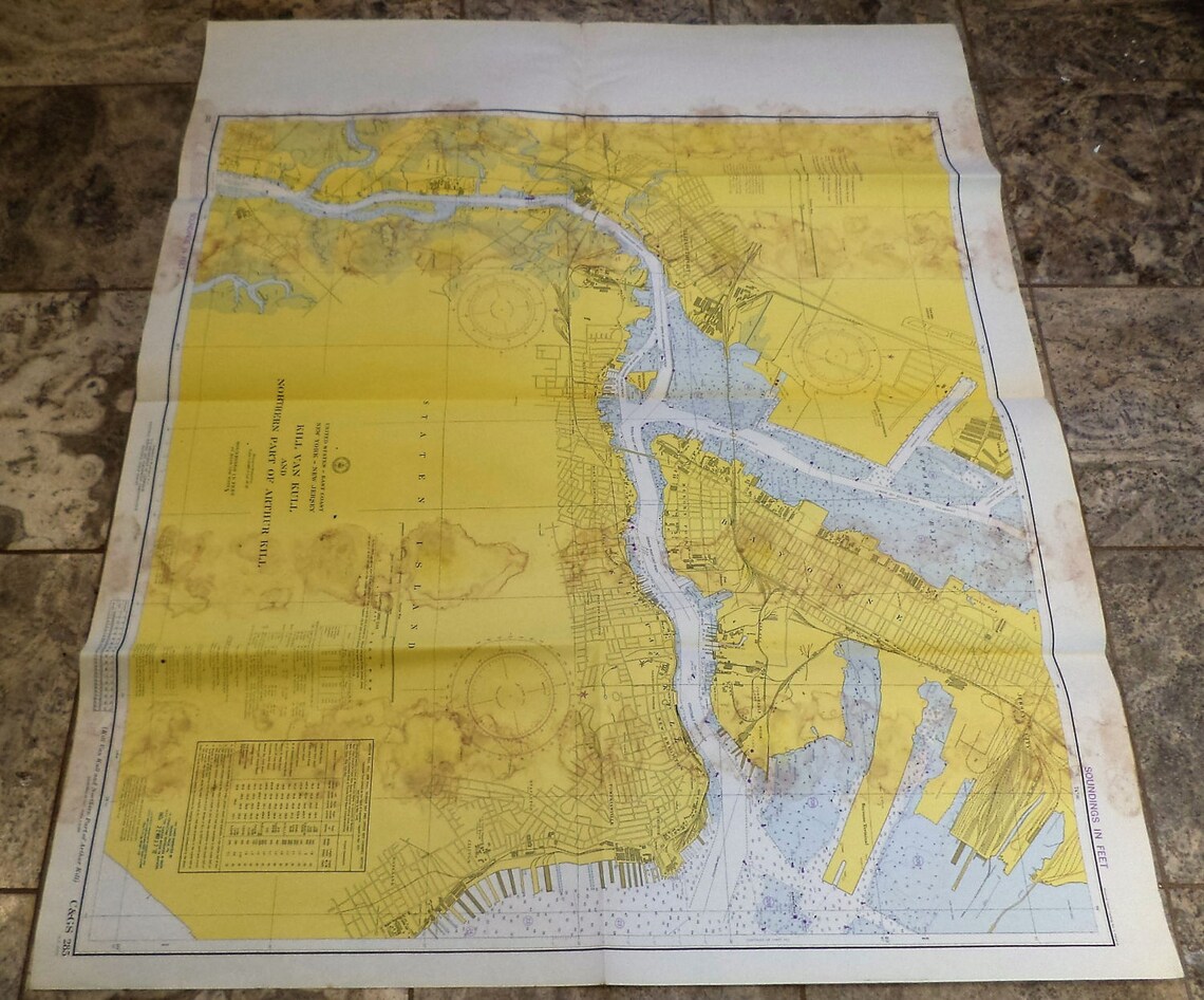 1972 Newark Bay Maritime Soundings Map Kill Van Kull and | Etsy