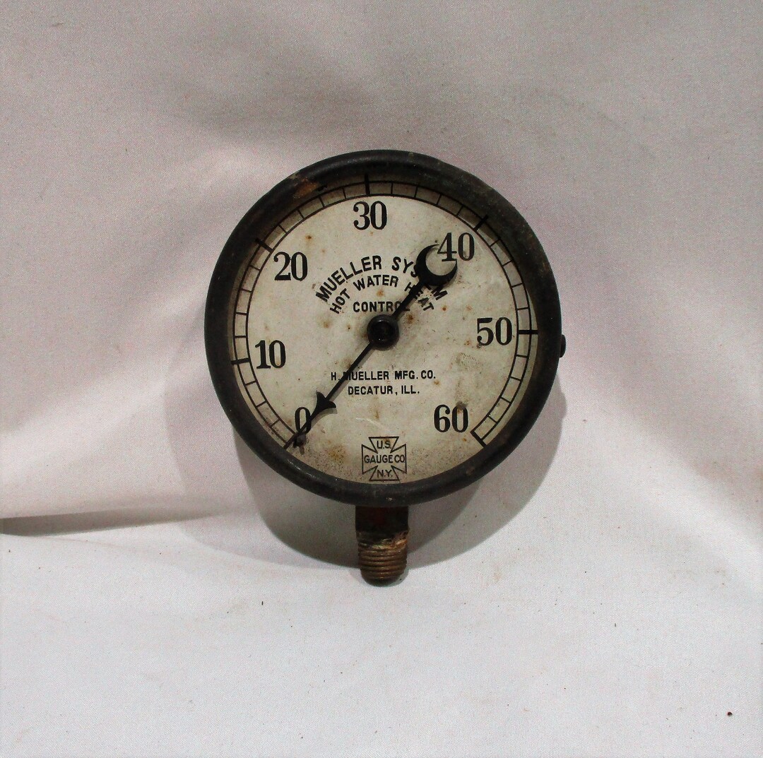 1920s Industrial Gauge, Mueller Manufacturing Company Decatur Illinois ...