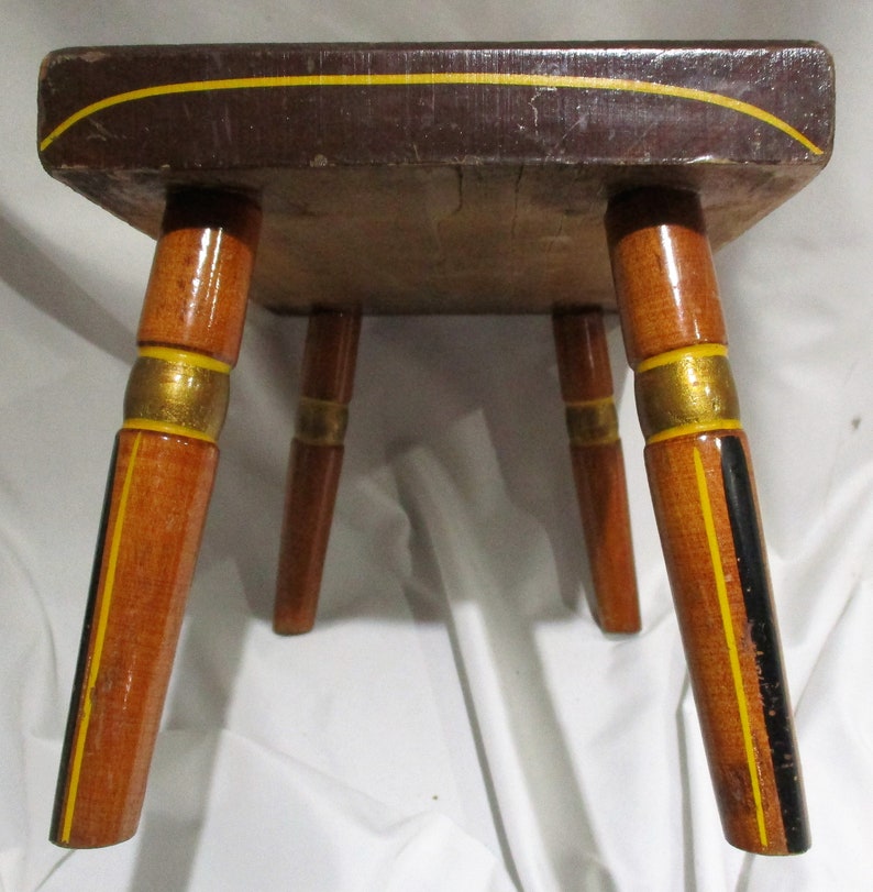 Footstool Vintage Folk Art Hand Painted Foot Stool or Milking - Etsy
