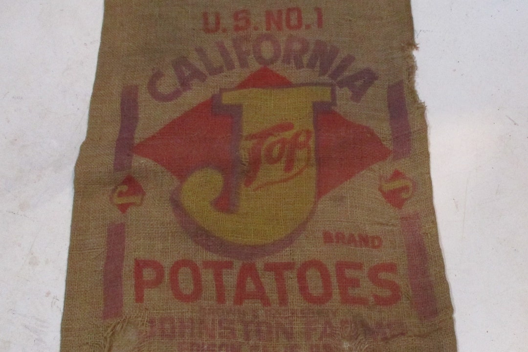 Vintage California Potato Burlap Sack: Johnston Farms Decor - Etsy