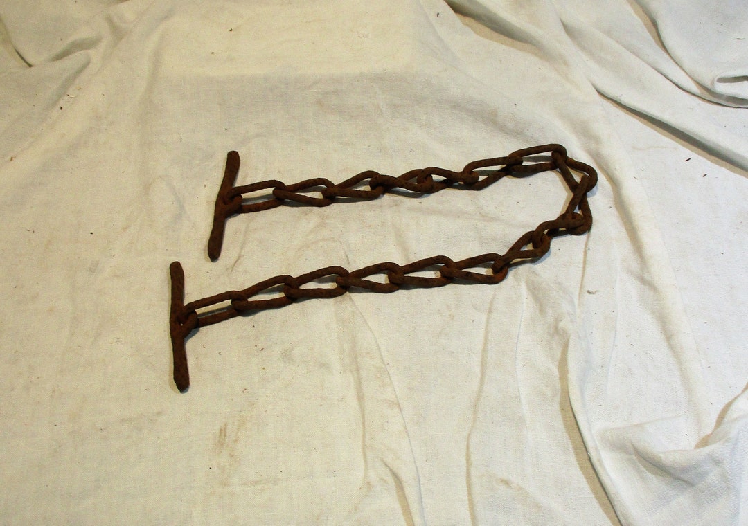 Hog Turner Chain and Two Handles, Piglet Turner, Large Forged Twisted ...