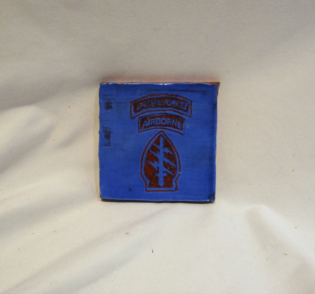 Handmade US Military Tile, Special Forces Airborne, Vintage Glazed ...