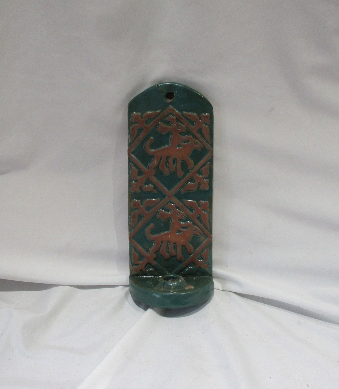 Moravian Tile Candle Holder, Mercer Tile Wall Sconce, Vintage Newtown ...