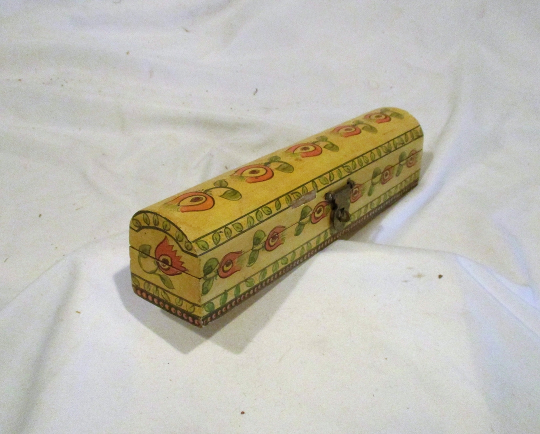 Folk Art Box, Hand Painted Scandinavian Wood Box, Storage Salvage, Re ...