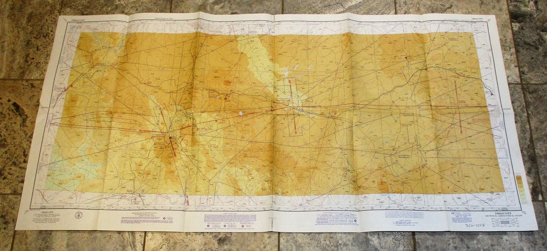 1962 Aeronautical Map, Vintage Pilot's Map, Prescott, Arizona, and New ...
