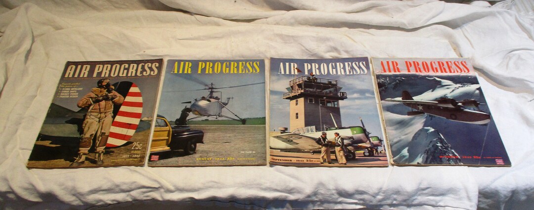Vintage Air Progress Magazines: 1940s Aviation History, WW2 Era (set of ...