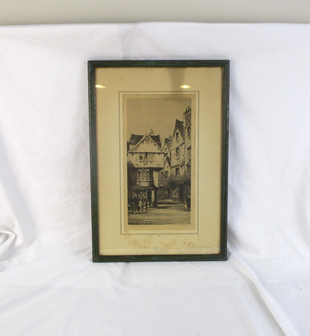 European Medieval Architectural Landscape Scene, Signed, Framed Old ...