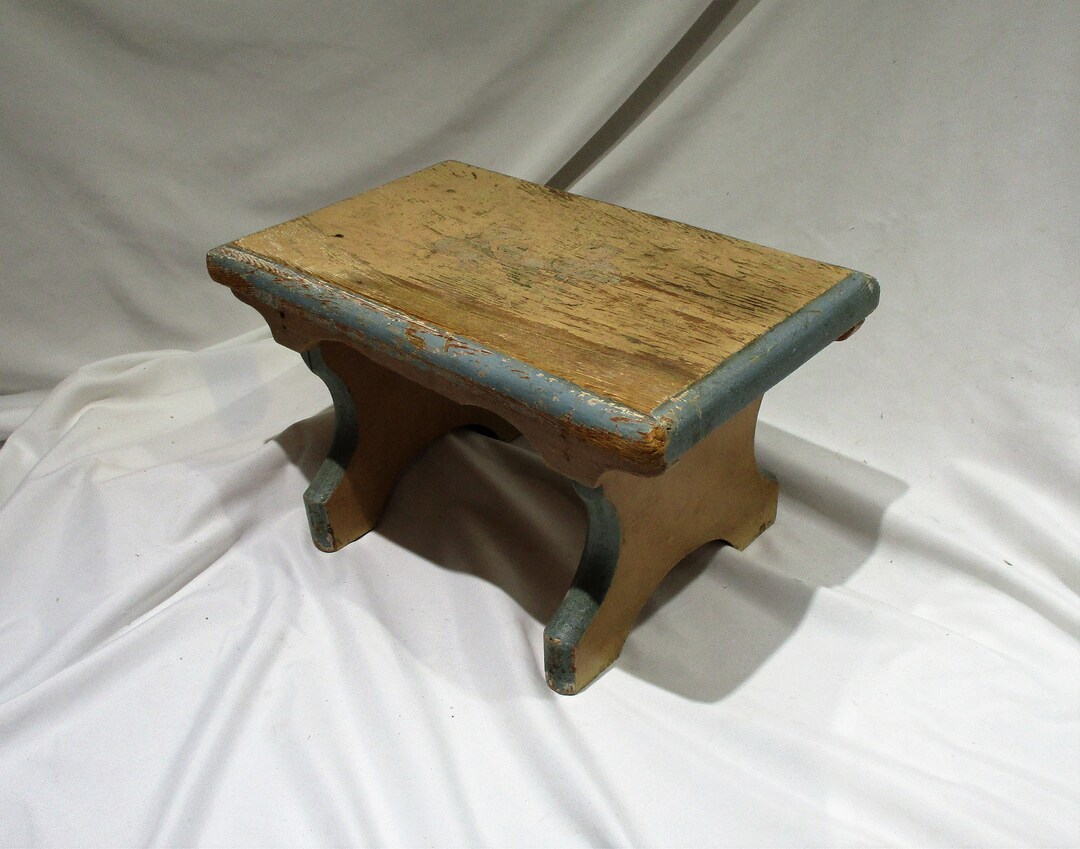 Footstool, Old Hand Made and Hand Painted Antique Foot Stool or Milking ...