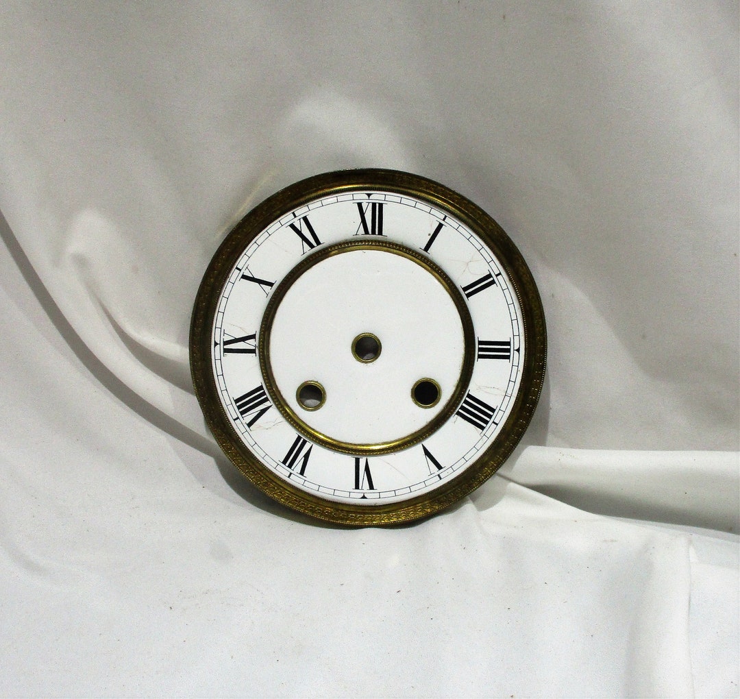 Vintage Clock Face, Roman Numerals, Unmarked Enamel or Porcelain Face ...