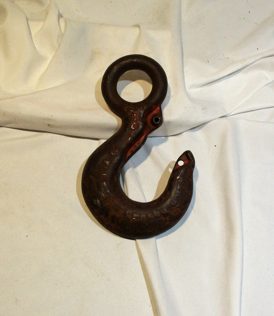 Large Industrial Hook, Crosby Crane Hook, Rusty Factory, Farm, Barn or ...