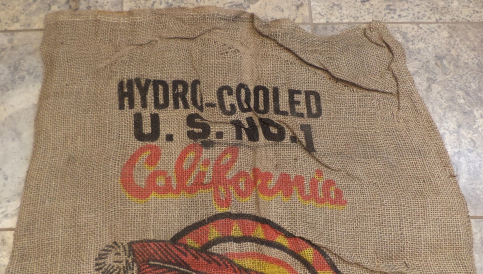 Burlap Sack California Red Feather Potato Sack Old Barn and - Etsy