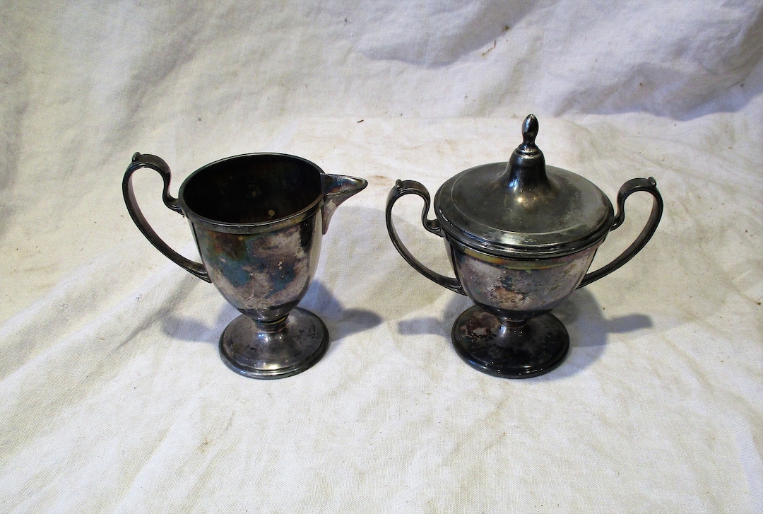 Creamer and Sugar, Antique Art Deco Silver Plate, Vintage Knickerbocker ...