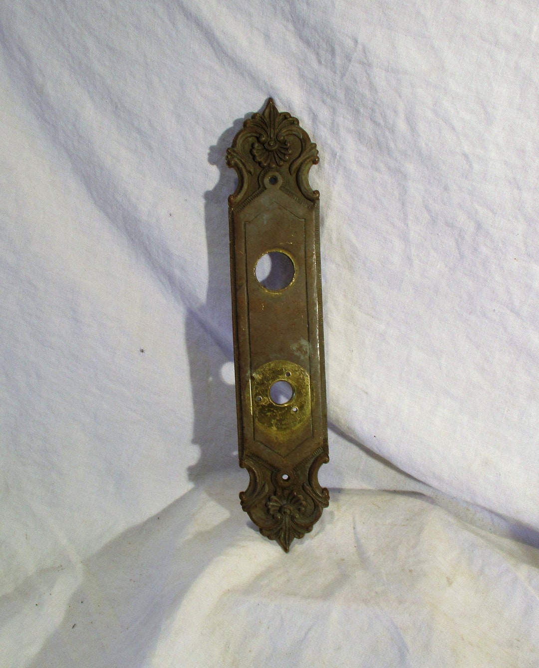 Brass Door Latch Plate, Antique Door Lock Hardware, Old Doorknob Back ...