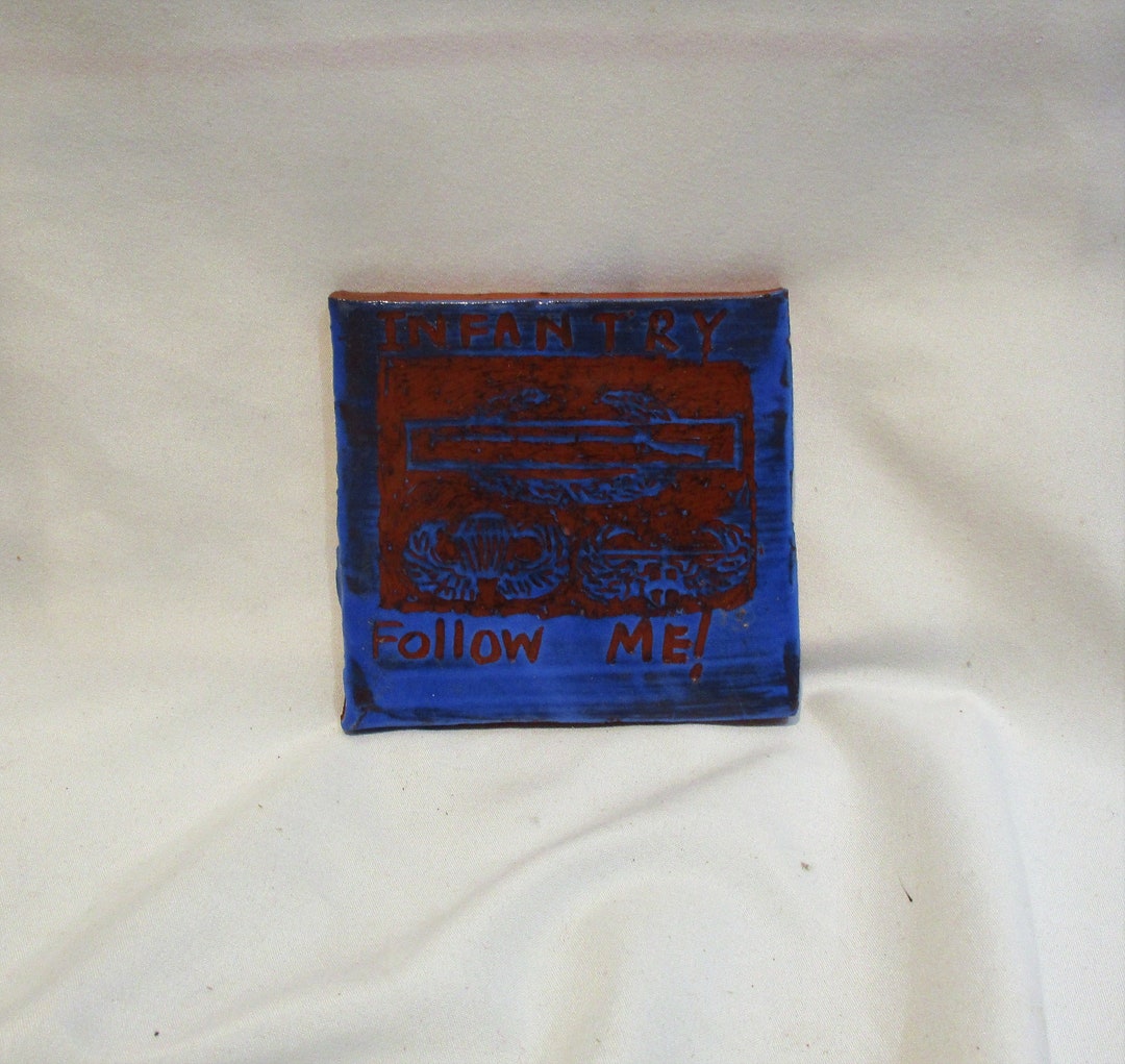 United States Military Hand Made Tile, Infantry, Vintage Coaster or ...