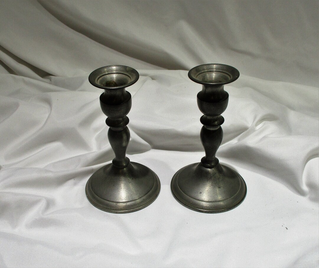 Pewter Candlesticks, Vintage Medium-size Pair, Marked Leonard - Etsy