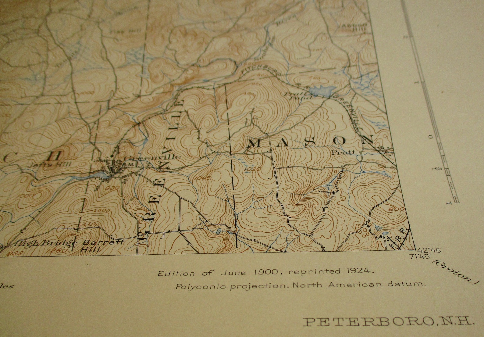 1924 Antique Topographical Map Bennington New Hampshire | Etsy