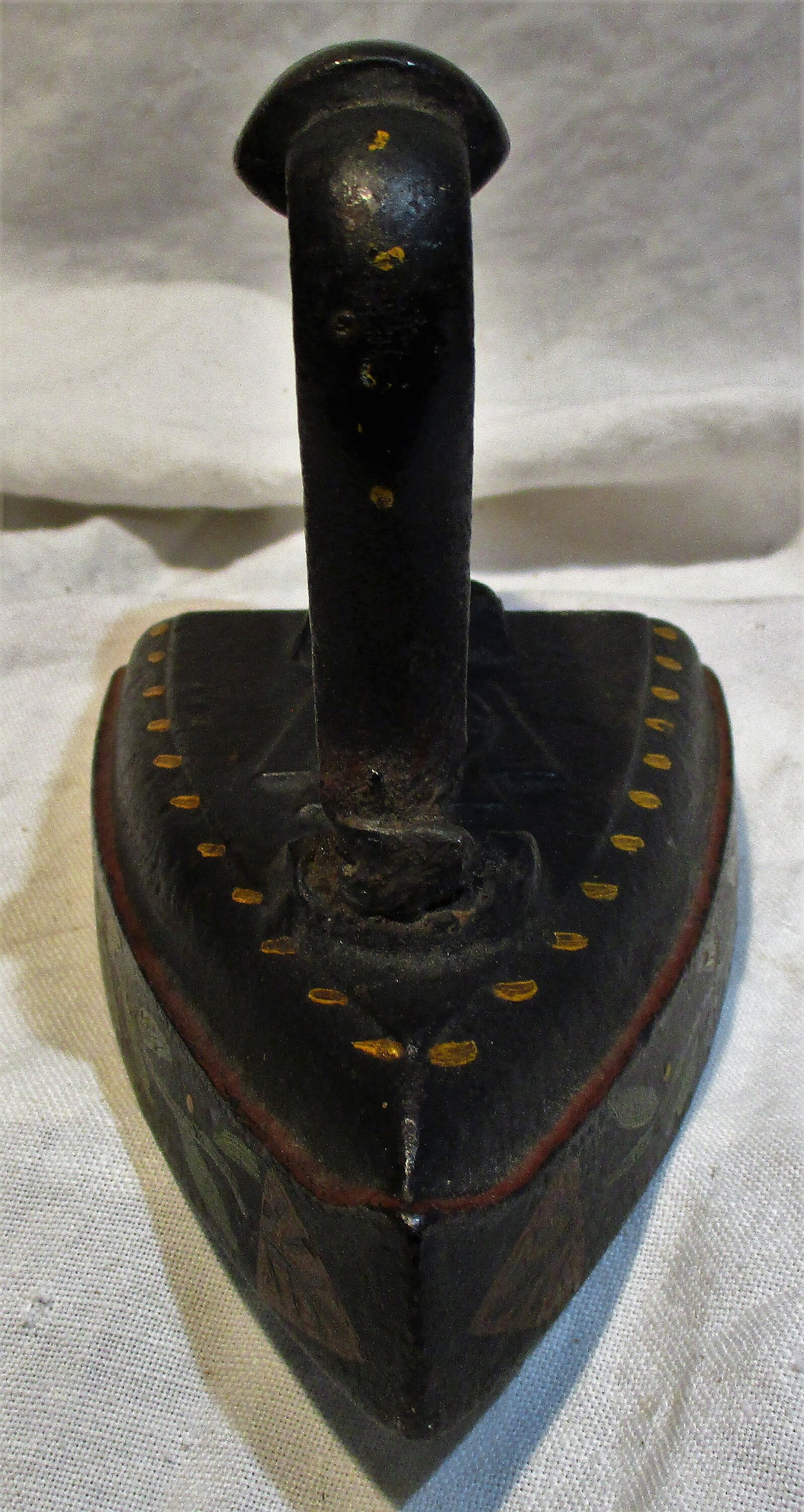 Antique Iron, Folk Art Painted, Vintage Clothes Pressing Iron ...