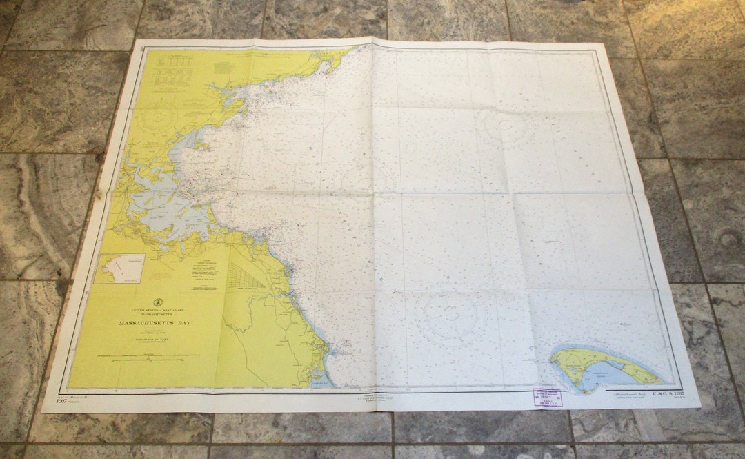 1959 Boston and Boston Harbor Map, Massachusetts Coastline, Vintage ...