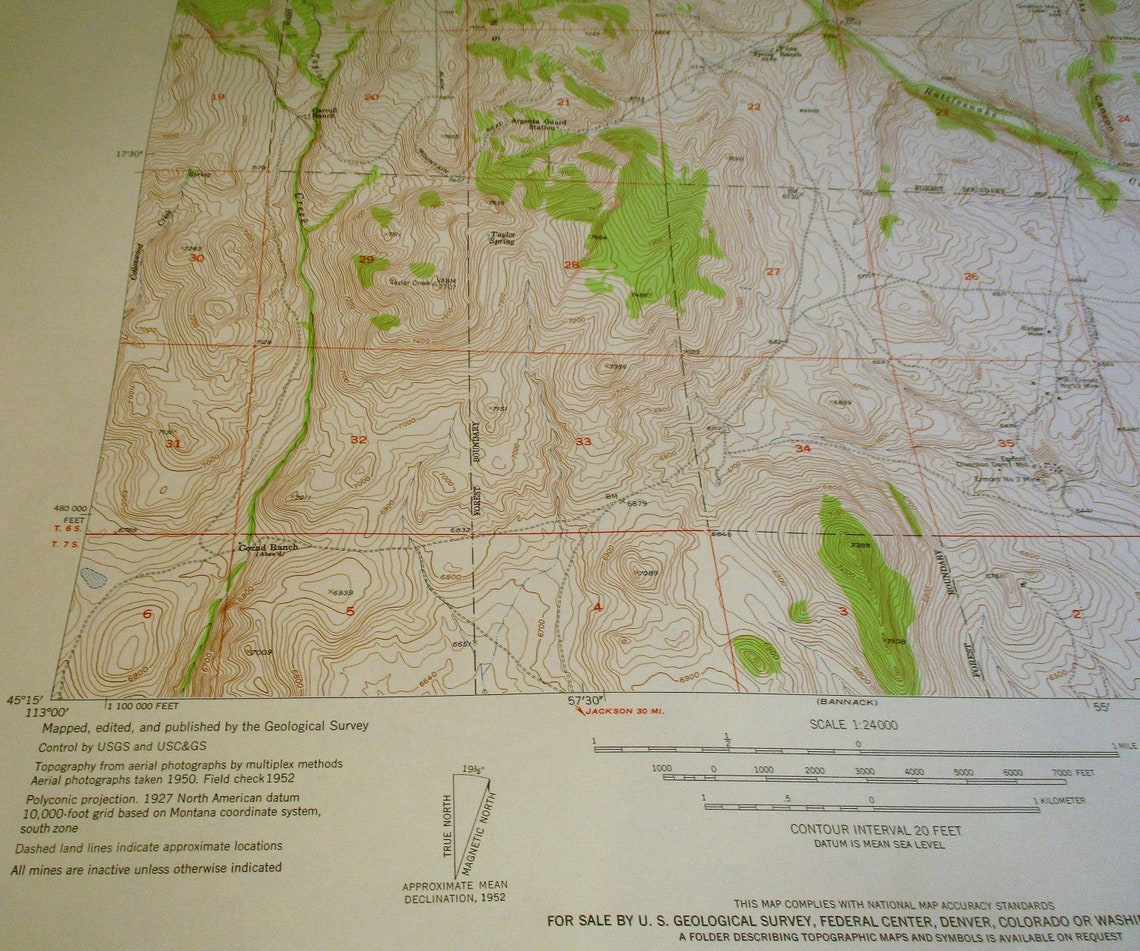 1952 Montana Vintage Topographical Map Ermont Quadrangle | Etsy