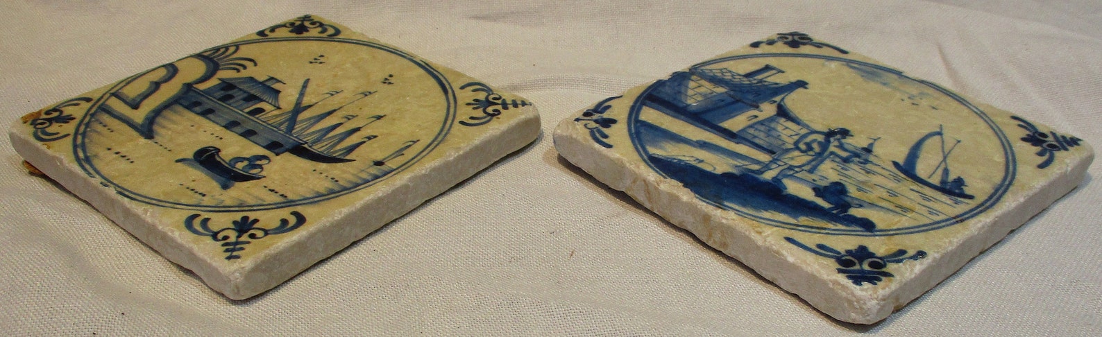 Delft Style Coasters Vintage Blue & White Hand Painted Old | Etsy