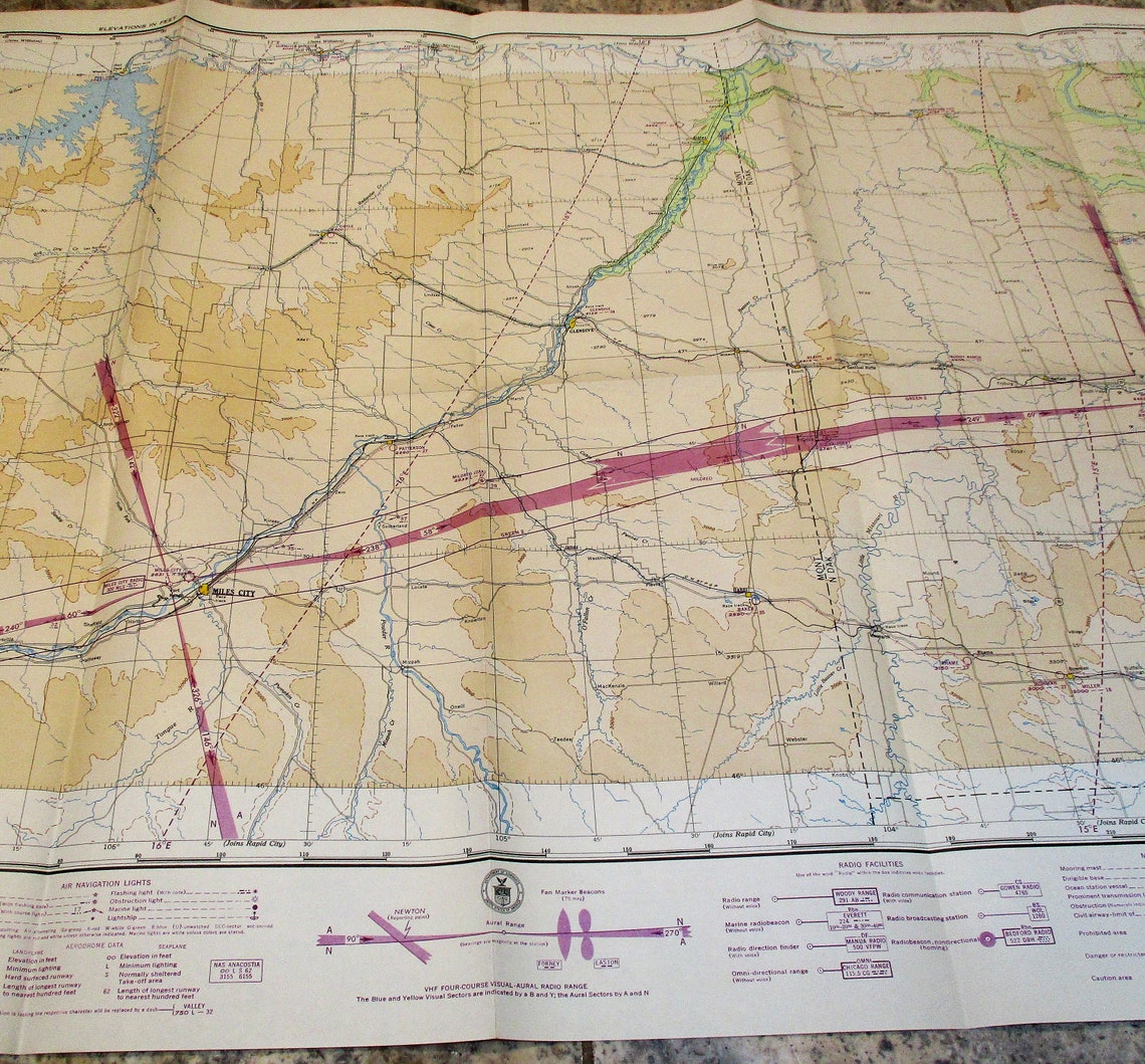 Aeronautical Map 1948 Vintage Pilot's Map Vectors - Etsy