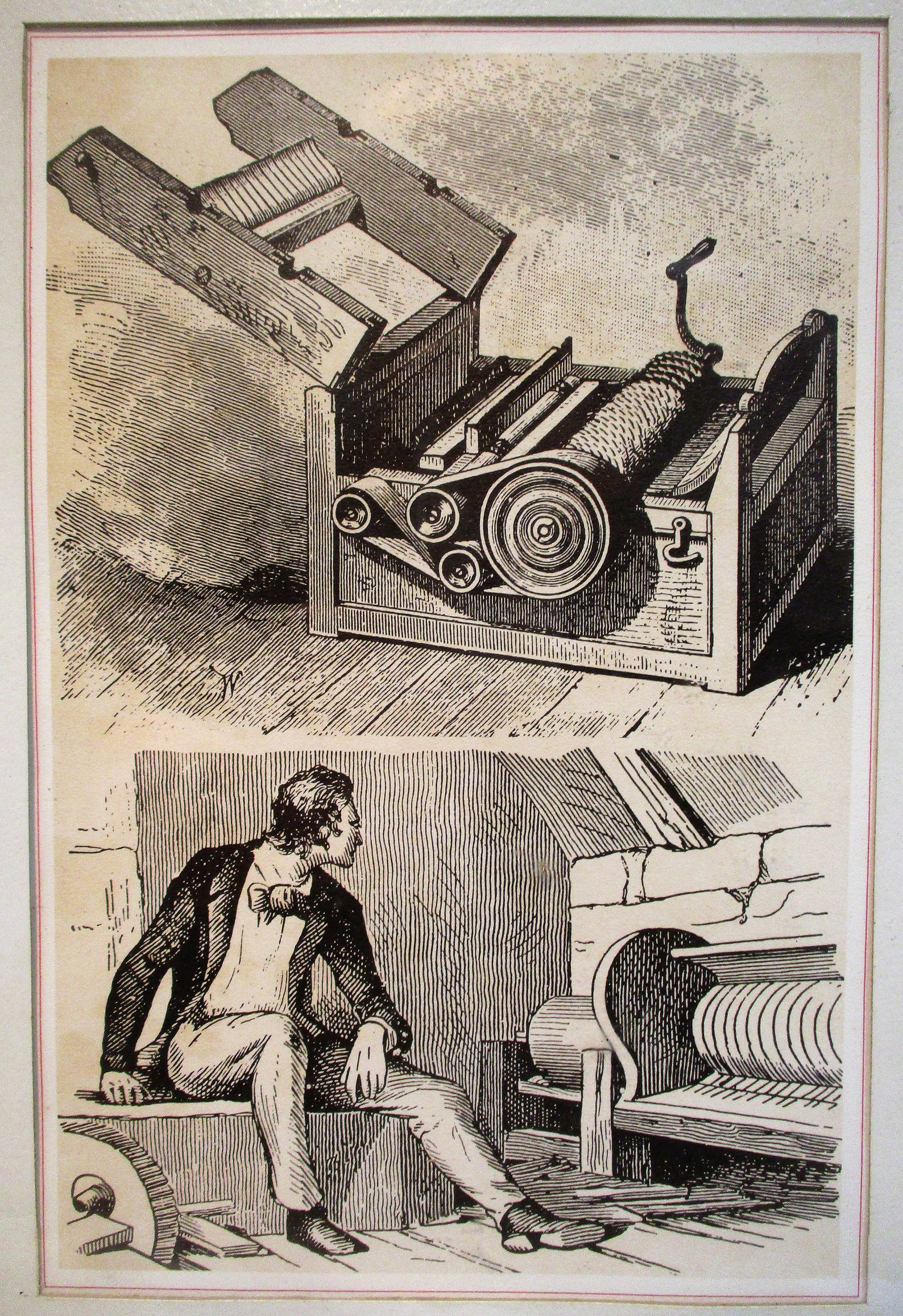 Eli Whitney's Cotton Gin Old Lithograph Antique Framed - Etsy