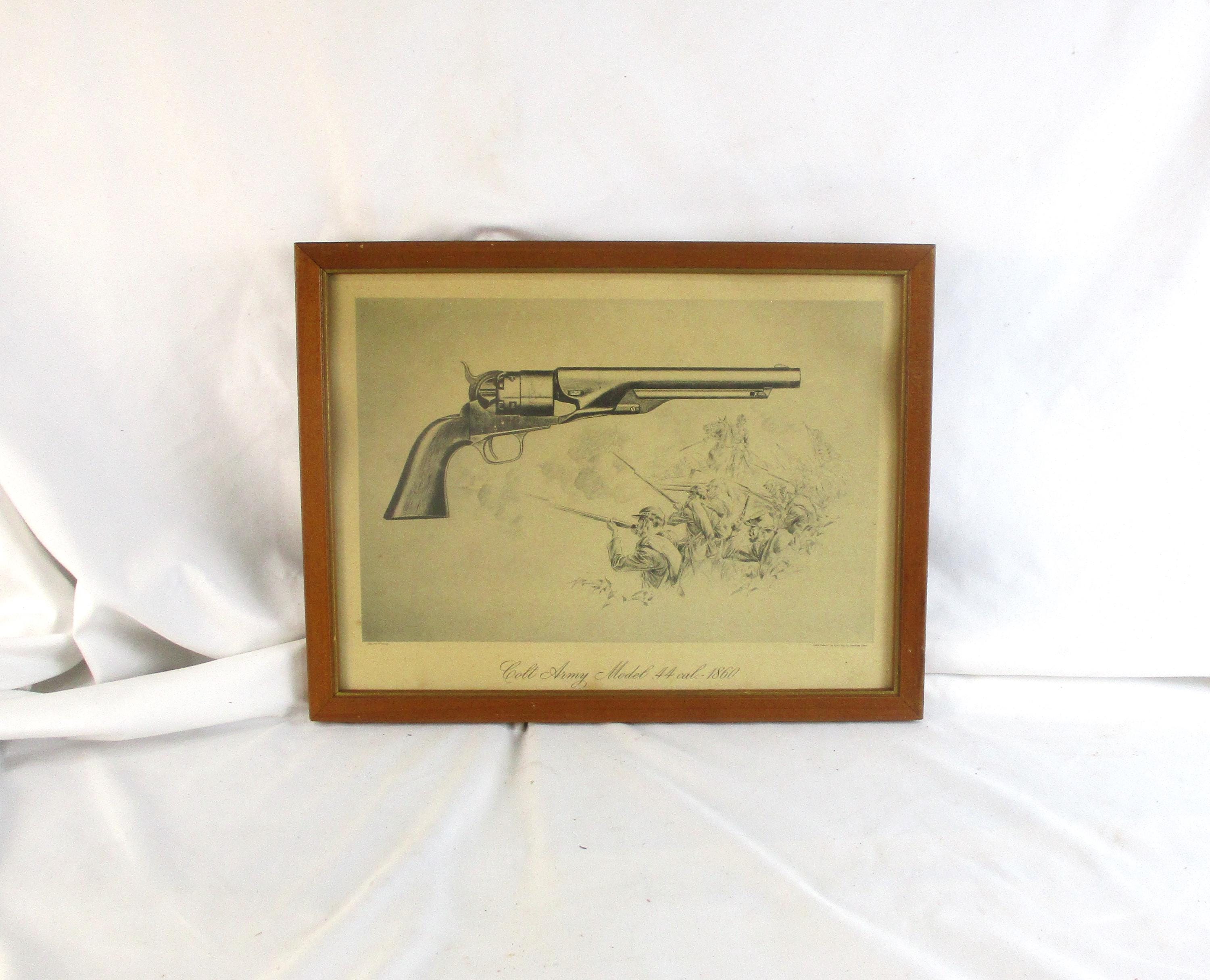 Colt Army Model 1860 Gun Print, American Wild West Historical Framed ...