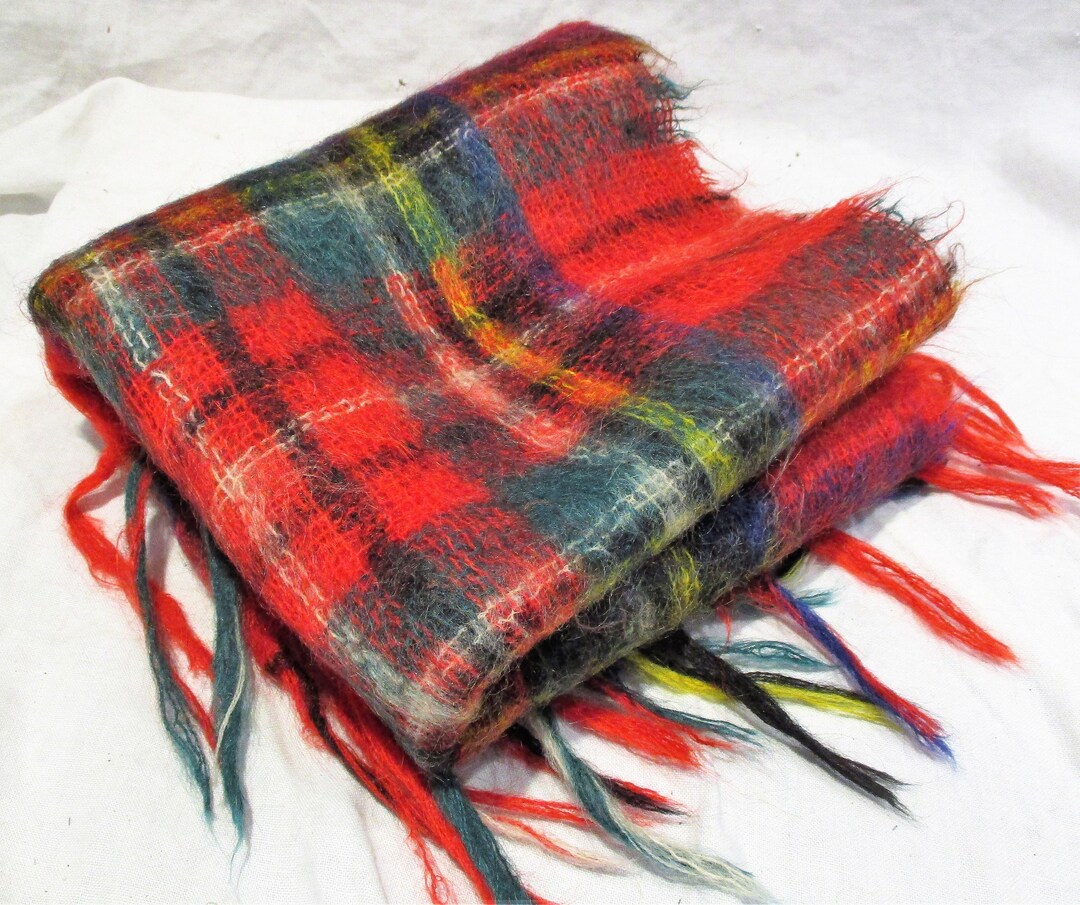 Mohair Scarf, Vintage Scarf, Long and Wide Warm Wool Neck Scarf ...