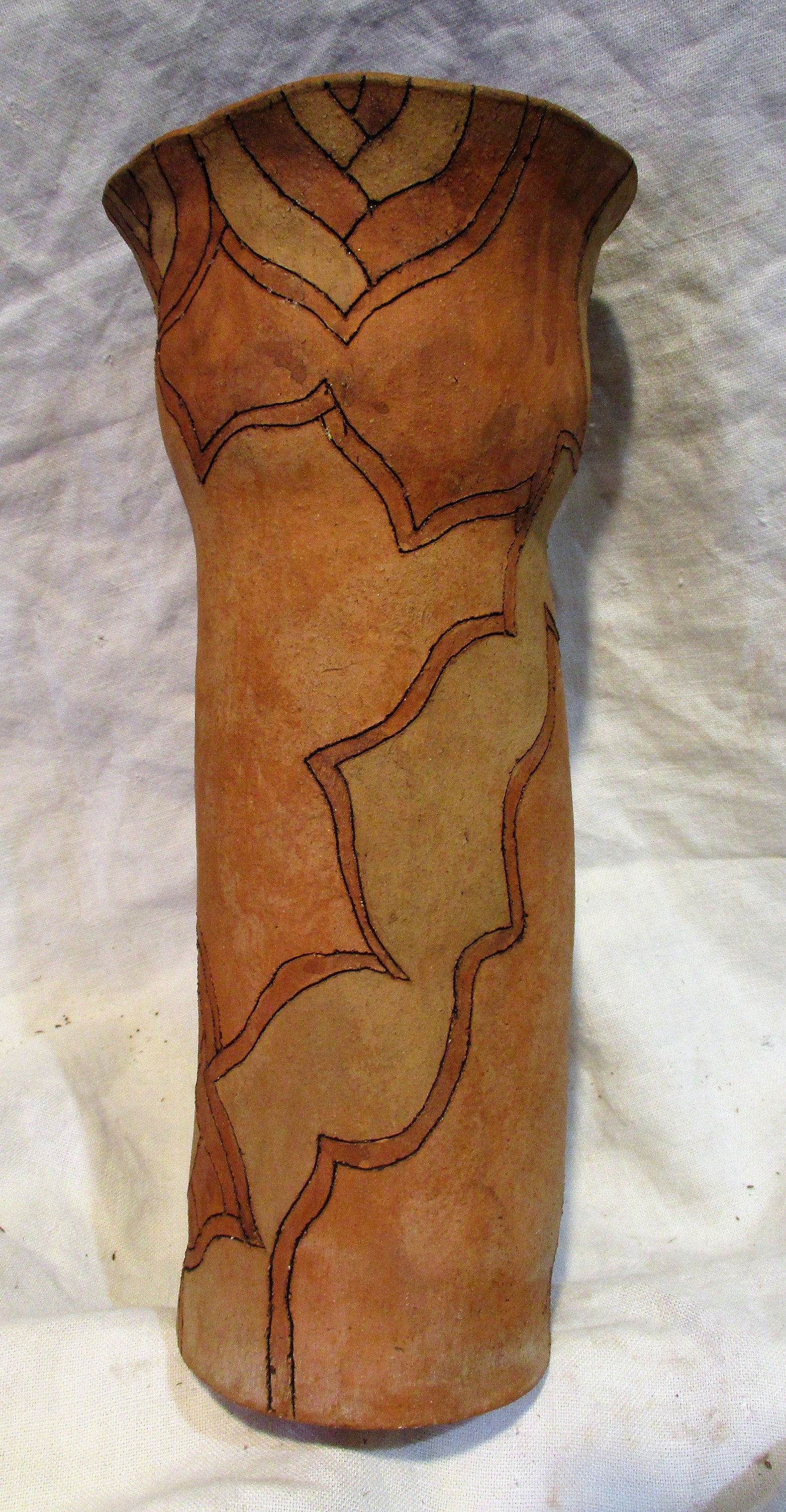 Sabra Segal Signed Vase Etched Pottery Vase Free Form - Etsy