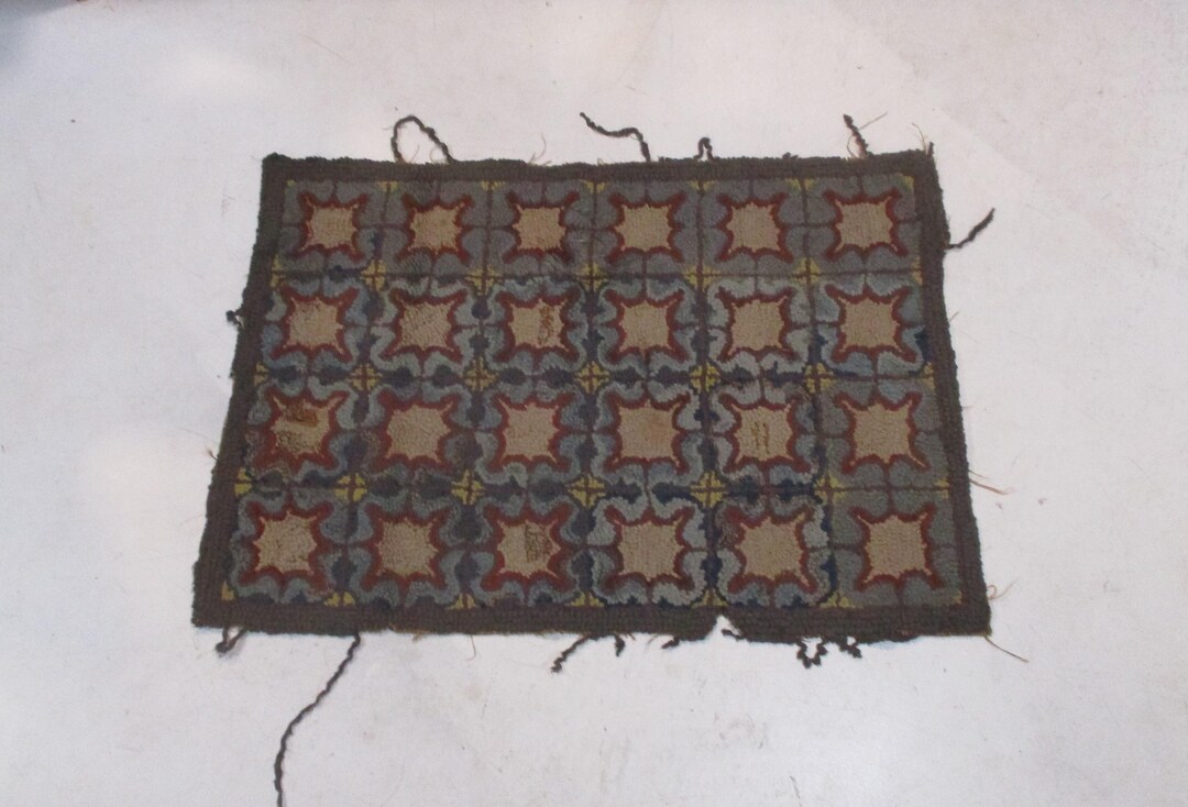 Hooked Rug, Vintage Rectangular, Hand Made, One of a Kind Rug, Antique ...