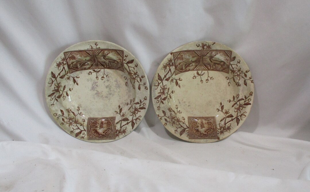 Aesthetic Movement Bowls, Matched Pair, Brown and White Nineteenth ...