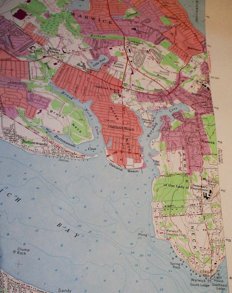 Rhode Island Map 1955 and 1975 East Greenwich Quadrangle - Etsy