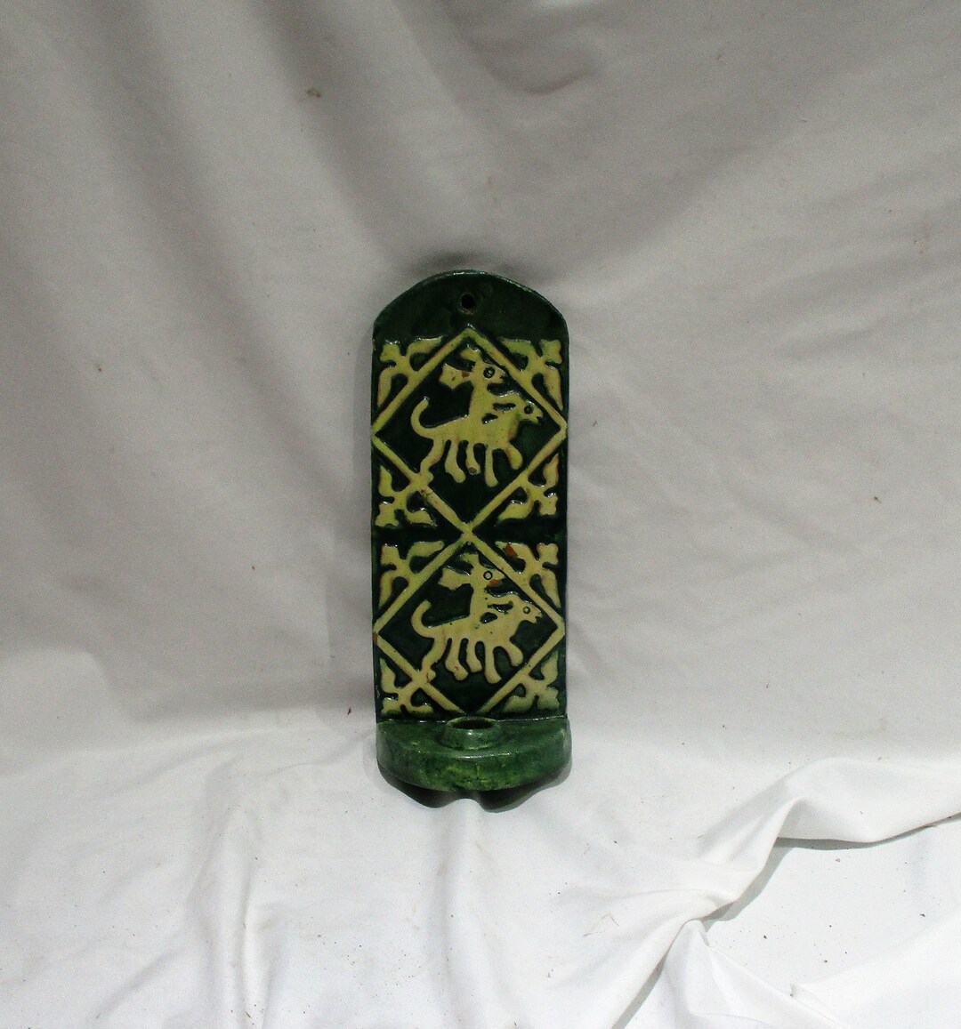 Moravian Tile Candle Holder, Mercer Tile Wall Sconce, Vintage Newtown ...