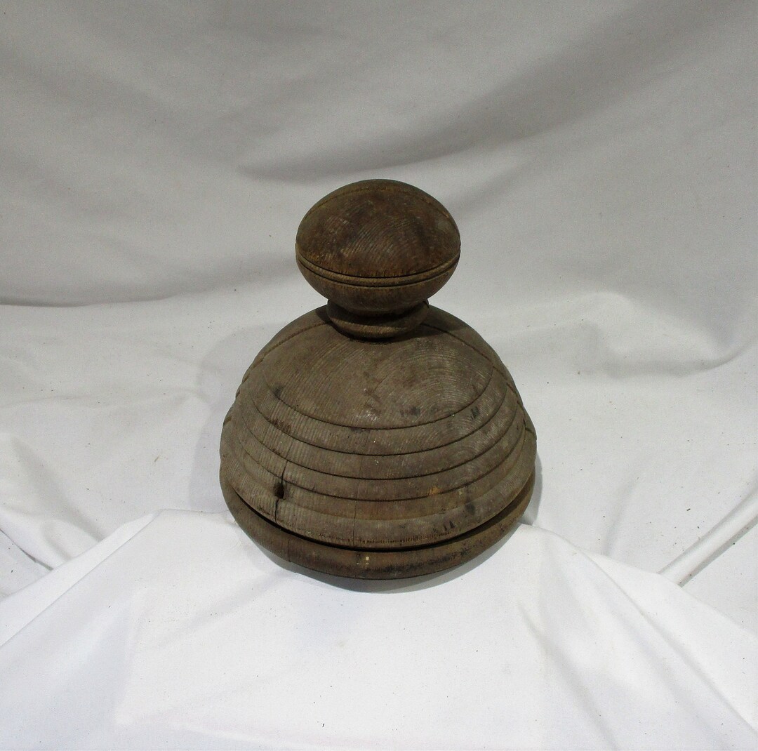 Finial, Old Large Beehive Newel Post Fragment and Topper, Vintage ...